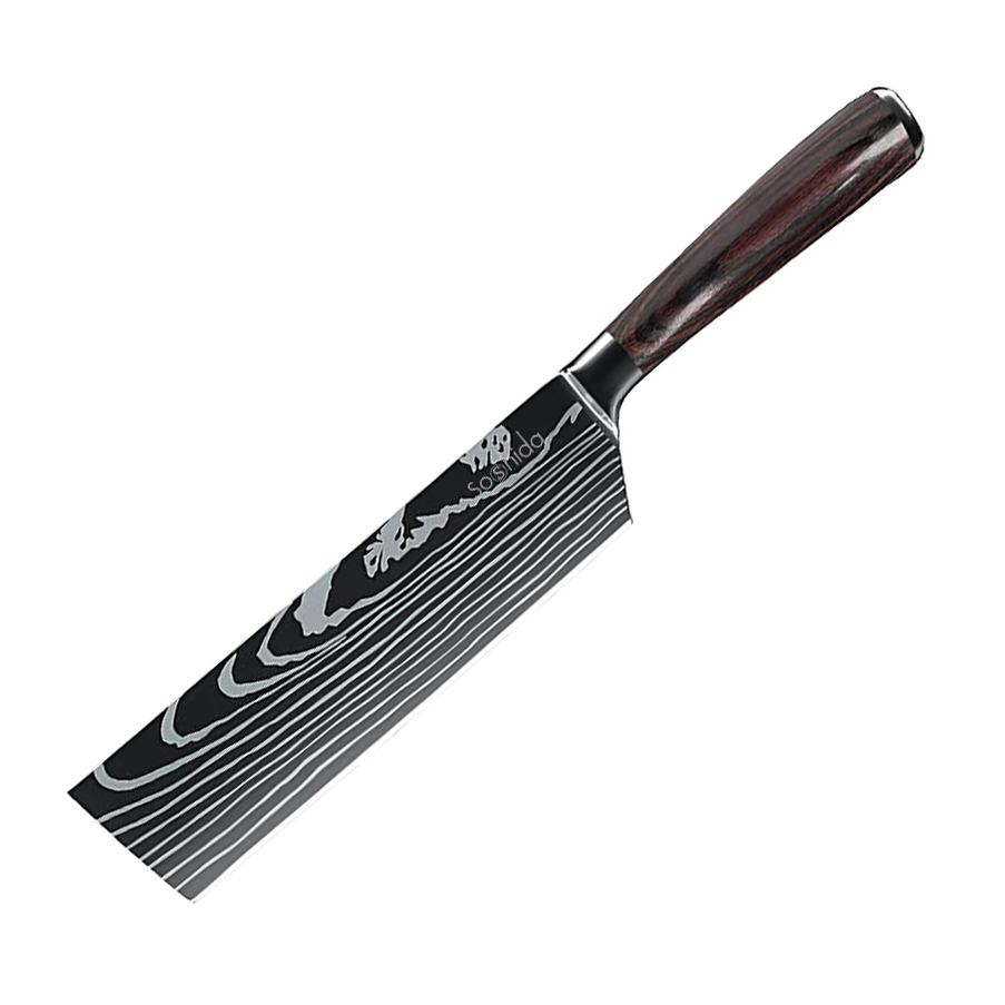 Soshida 7" Nakiri Knife – Precision, Damascus Steel Pattern, Ergonomic ...